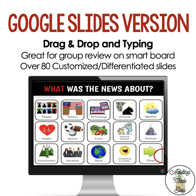 Current Events Comprehension Worksheet & Google Slides