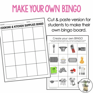 Cooking & Kitchen Supplies BINGO Game
