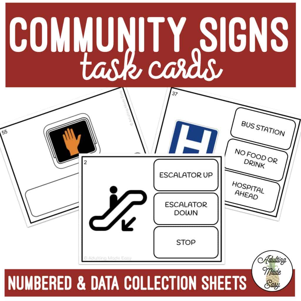 Community Signs Mobility Training Task Cards