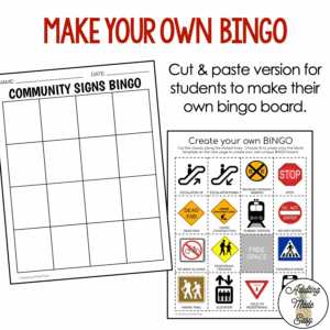 Community Signs Mobility Training BINGO Game