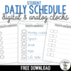Student Daily Schedule with Digital & Analog Clocks