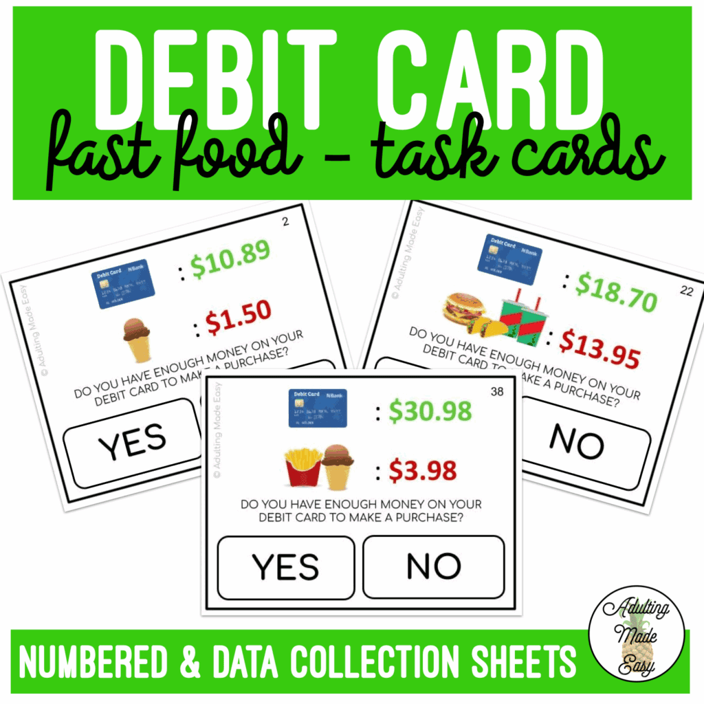 Debit Card Fast Food Task Cards