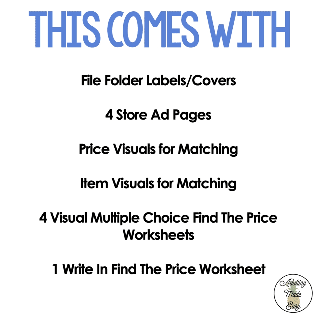 Simple Department Store Ads - Activities File Folder