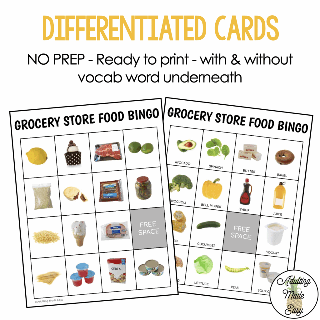 Grocery Store & Food BINGO Game