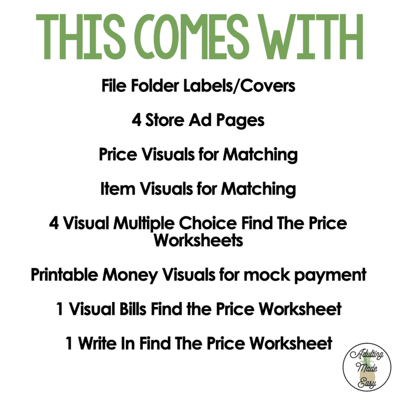 Simple Grocery Store Ads - File Folder Activities