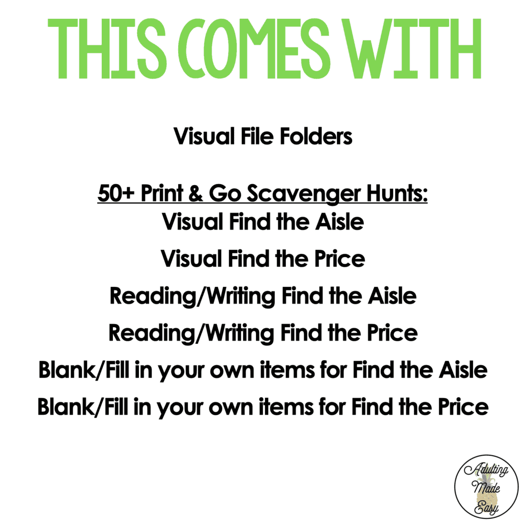 Grocery Store CBI Scavenger Hunt Activities & File Folders