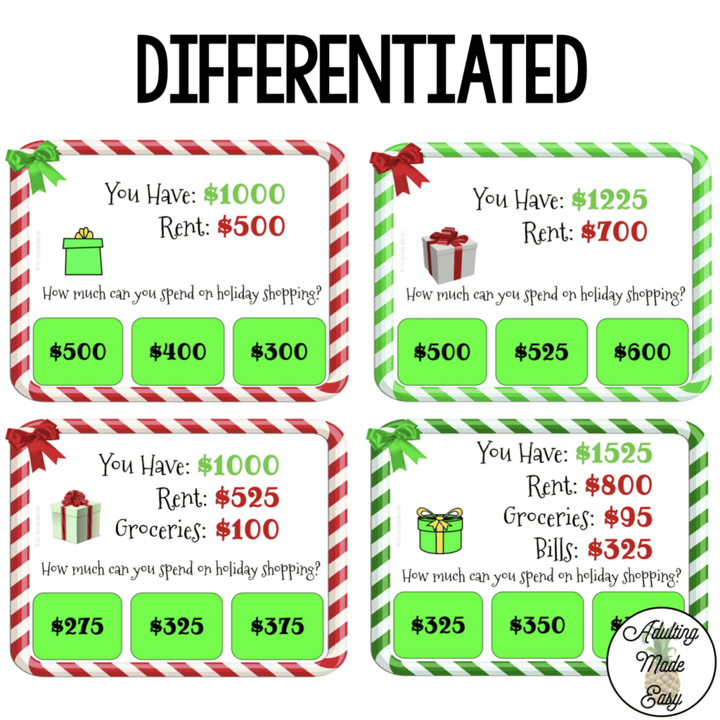 Holiday Budgeting Digital Task Cards