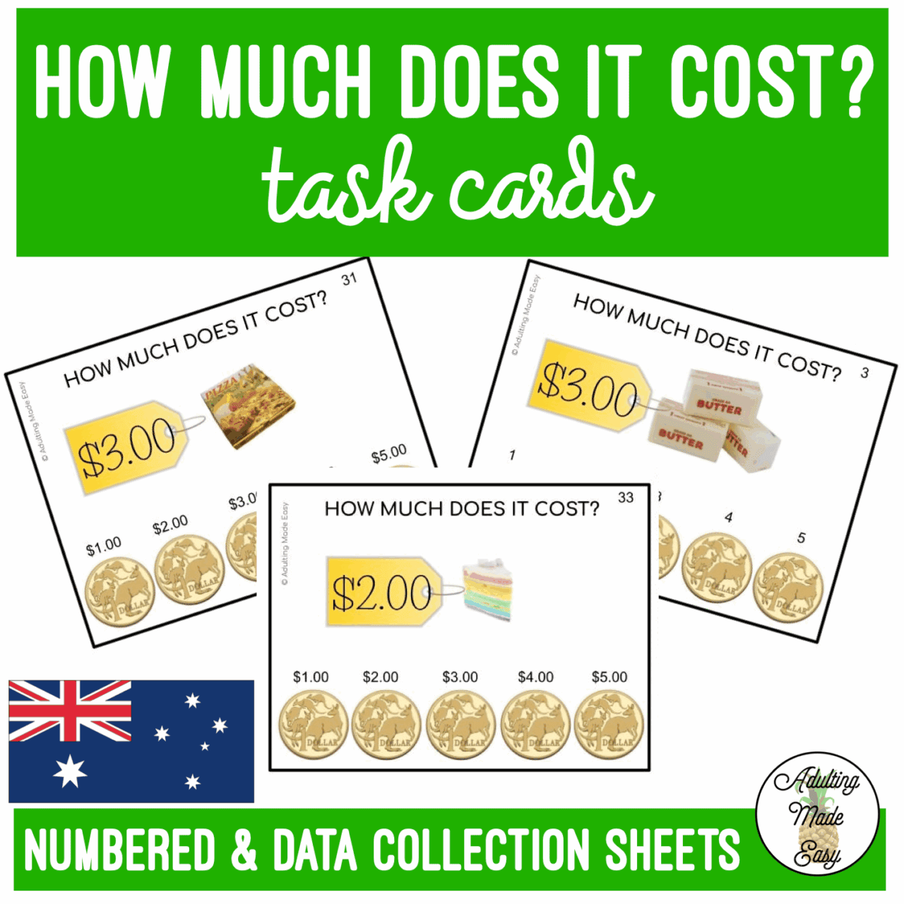 How Much Does It Cost? {up to $5} Task Cards AUSTRALIAN