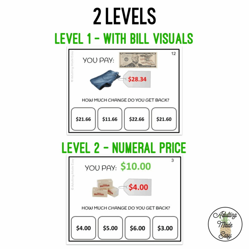 How Much Change Do You Get Back? Field of 4 Task Cards