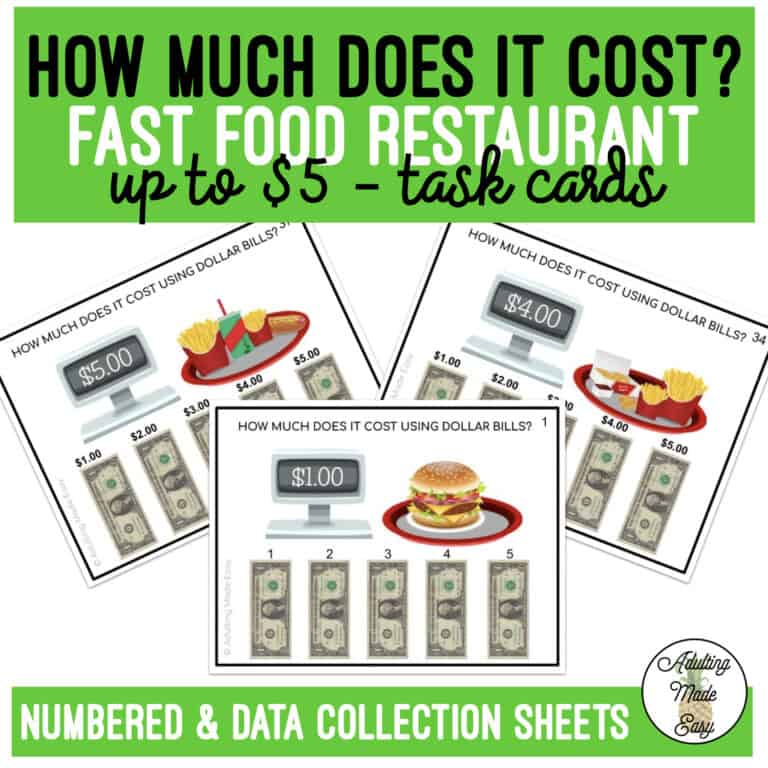 How Much Does It Cost? Fast Food Task Cards