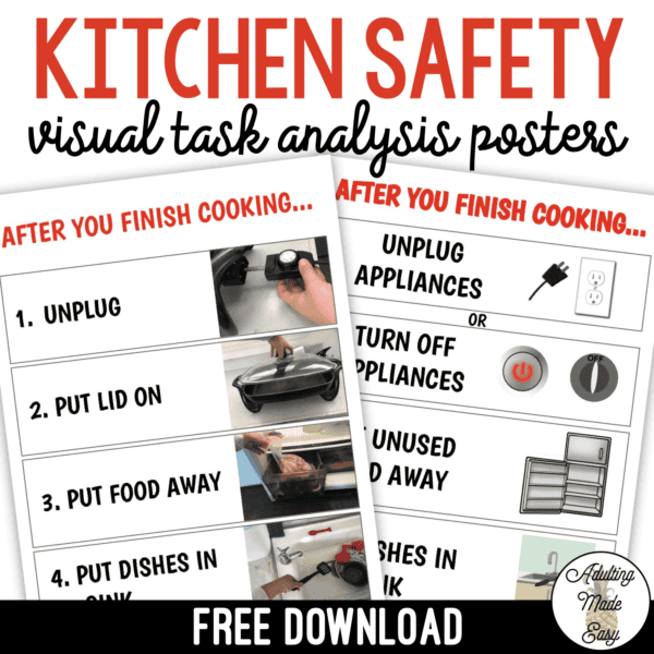 FREE Kitchen Safety Task Analysis Visuals