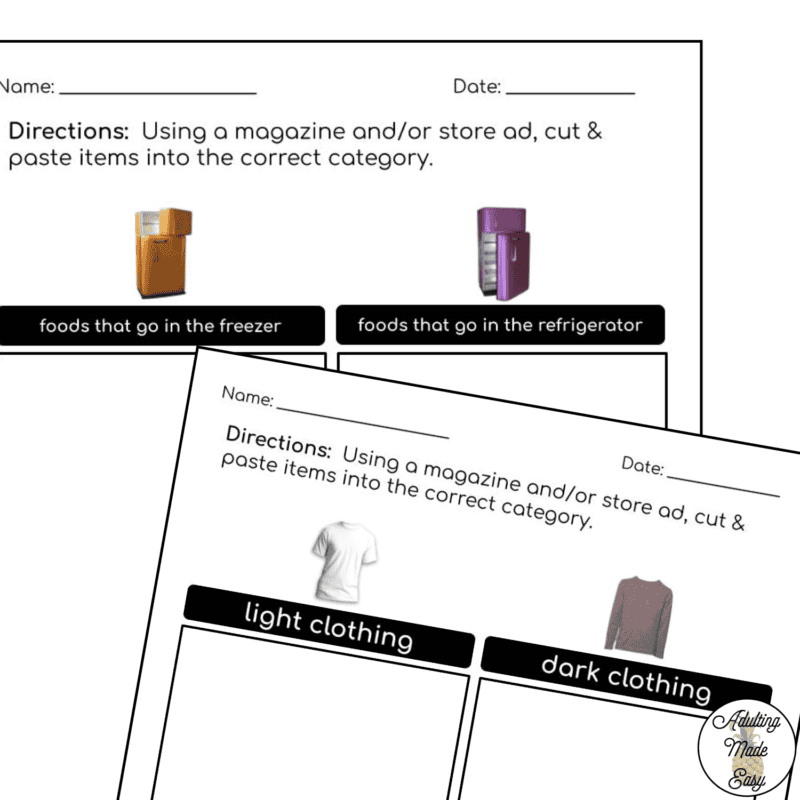 Life Skills Cut & Paste Sorting