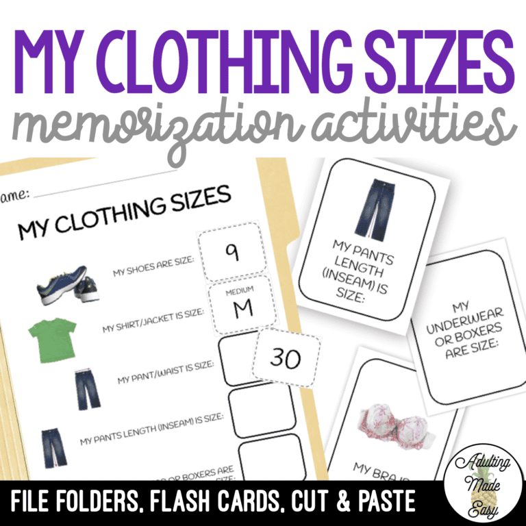 My Clothing Sizes - File Folders & Flashcards