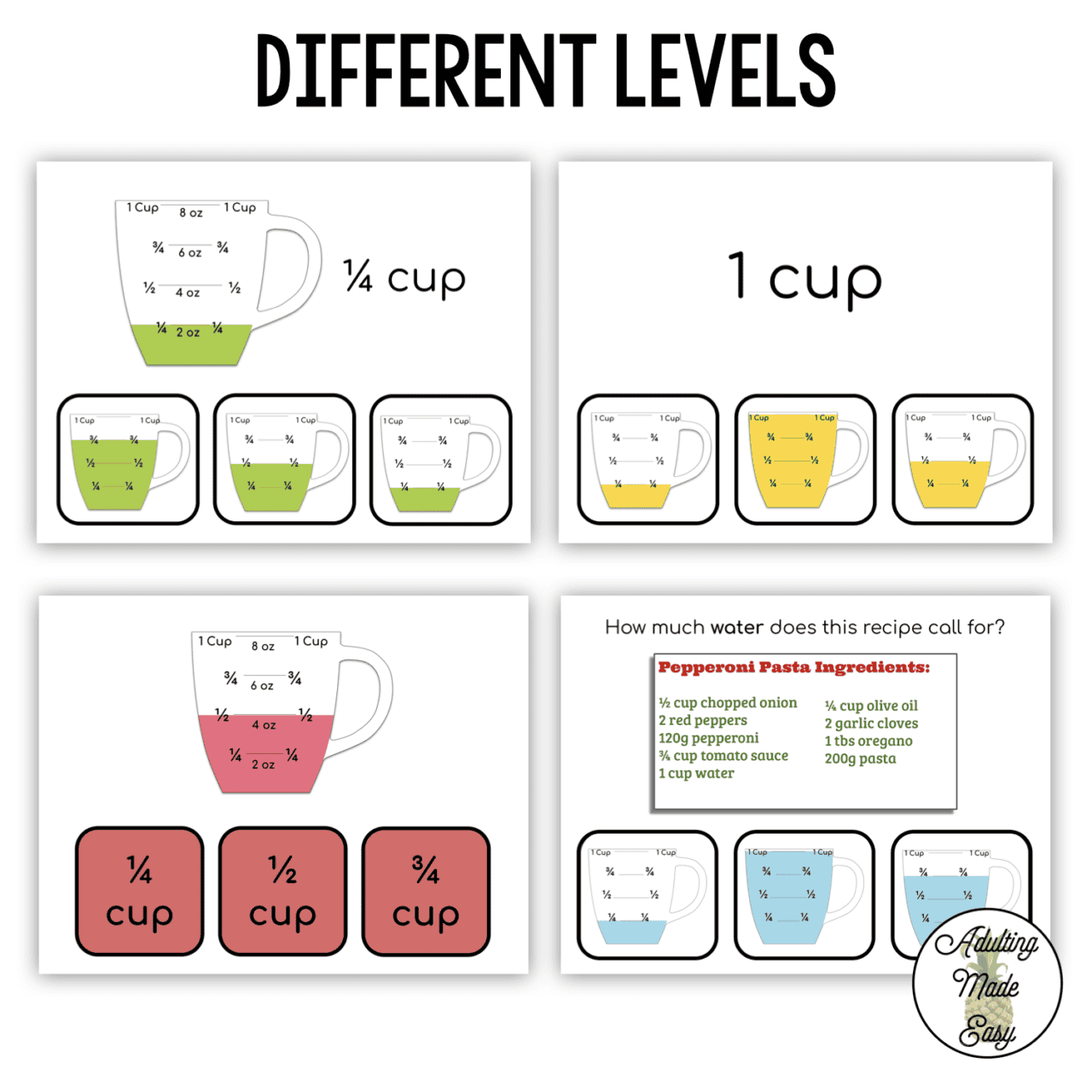 Measuring Cups Task Cards