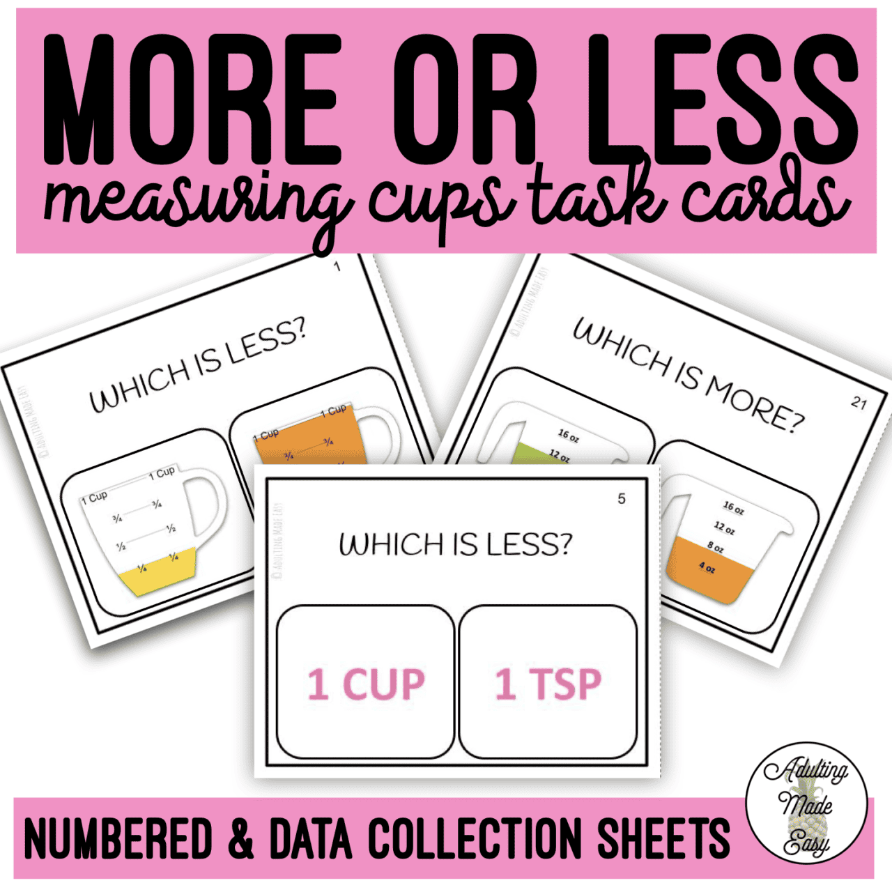 Which is More? Which is Less? Task Cards