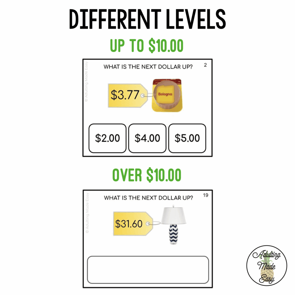 Next Dollar Up Task Cards