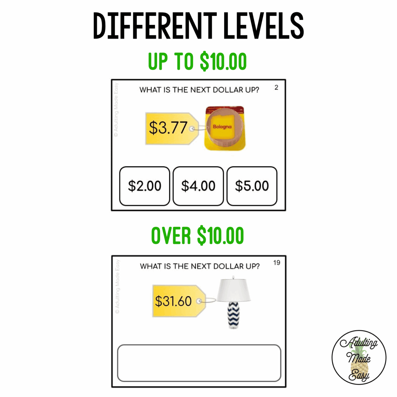 Next Dollar Up Task Cards