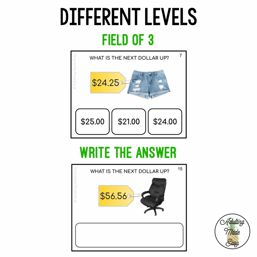 Next Dollar Up Task Cards