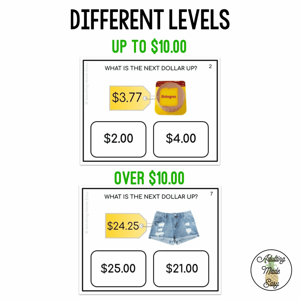 Next Dollar Up Field of 2 Task Cards