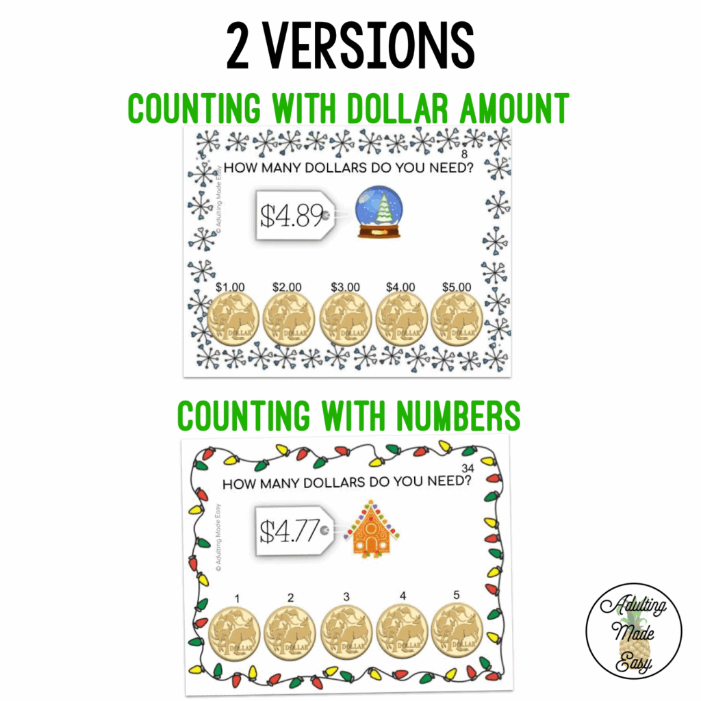 Next Dollar Up - How Many Dollars Do I Need? Holiday Task Cards ...