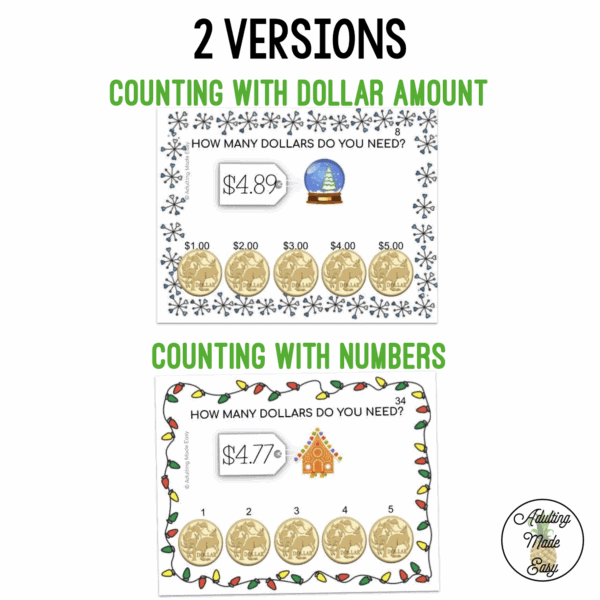 Next Dollar Up - How Many Dollars Do I Need? Holiday Task Cards ...