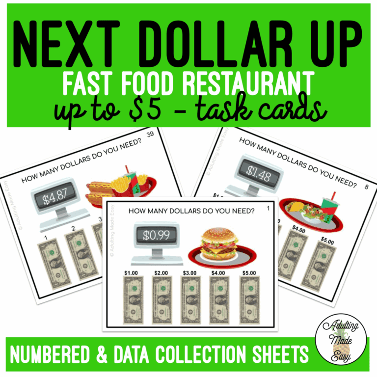 Next Dollar Up: Fast Food Task Cards