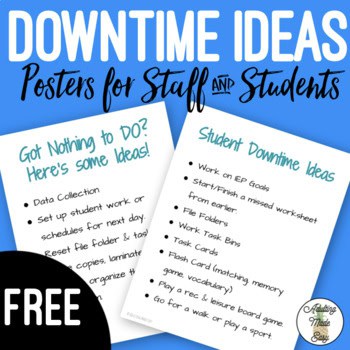 Staff Management FREEBIE Downtime Ideas Posters for Special Education ...