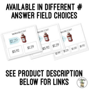 How Much Does It Cost (Field of 3 and 4) Task Cards