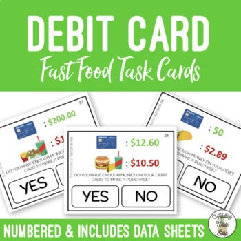 Debit Card Fast Food Task Cards
