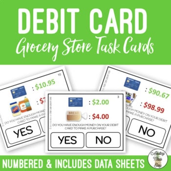 Debit Card Grocery Store Task Cards