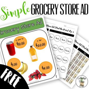 Simple Grocery Store Ad FREEBIE - File Folder Activities