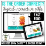 Is The Order Correct? Fast Food Digital Task Cards