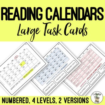 Reading Calendars Large Task Cards