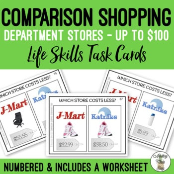 Comparison Shopping (up to $100) Task Cards & Worksheet - Adulting Made ...