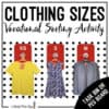 Clothing Sizes Sorting Work Task Box Activity