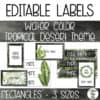 EDITABLE Rectangle Labels - Watercolor Tropical Desert Theme
