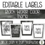 EDITABLE Trapezoid Labels - Black Watercolor Theme