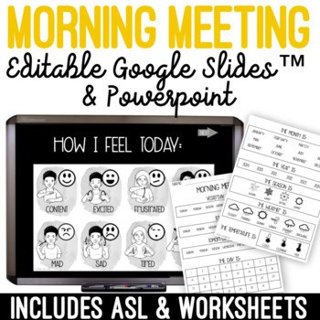 Morning Meeting Interactive Slides, Activities and Worksheets