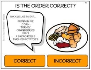 Is The Order Correct? Thanksgiving Dinner Digital Task Cards