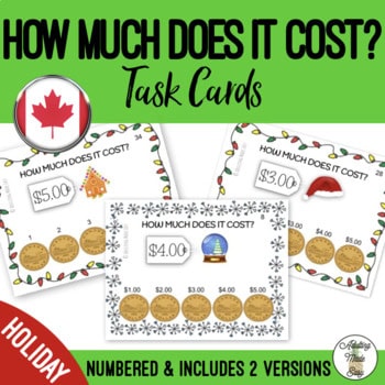 CANADIAN How Much Does It Cost? Holiday Task Cards