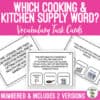 Which Cooking and Kitchen Word Task Cards