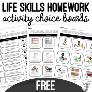 FREE Life Skills Homework Activities Distance Learning