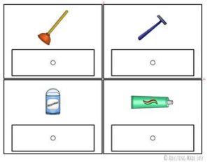 Cleaning & Grooming Task Boxes - Word to Picture