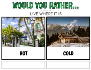 Would You Rather - Life Skills Preferences Activity
