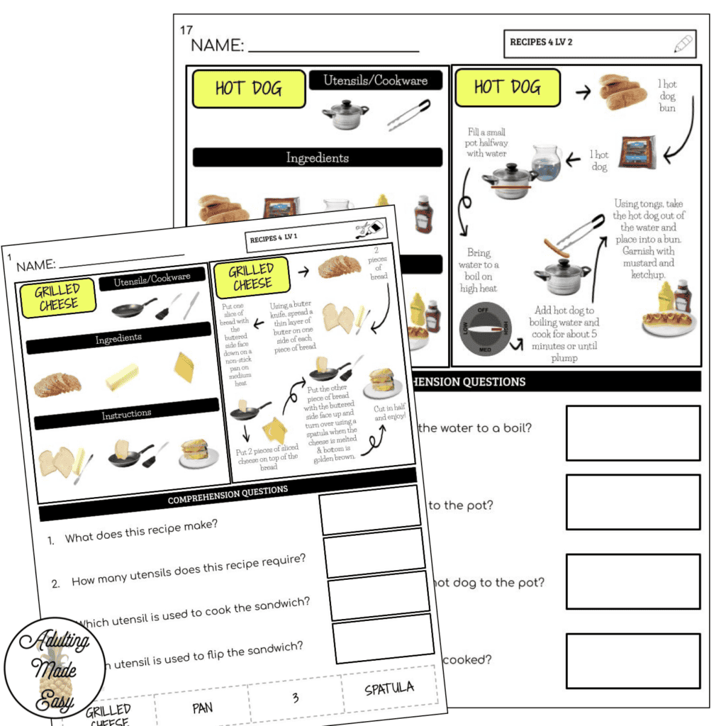 Reading Simple Recipes 2 Worksheets