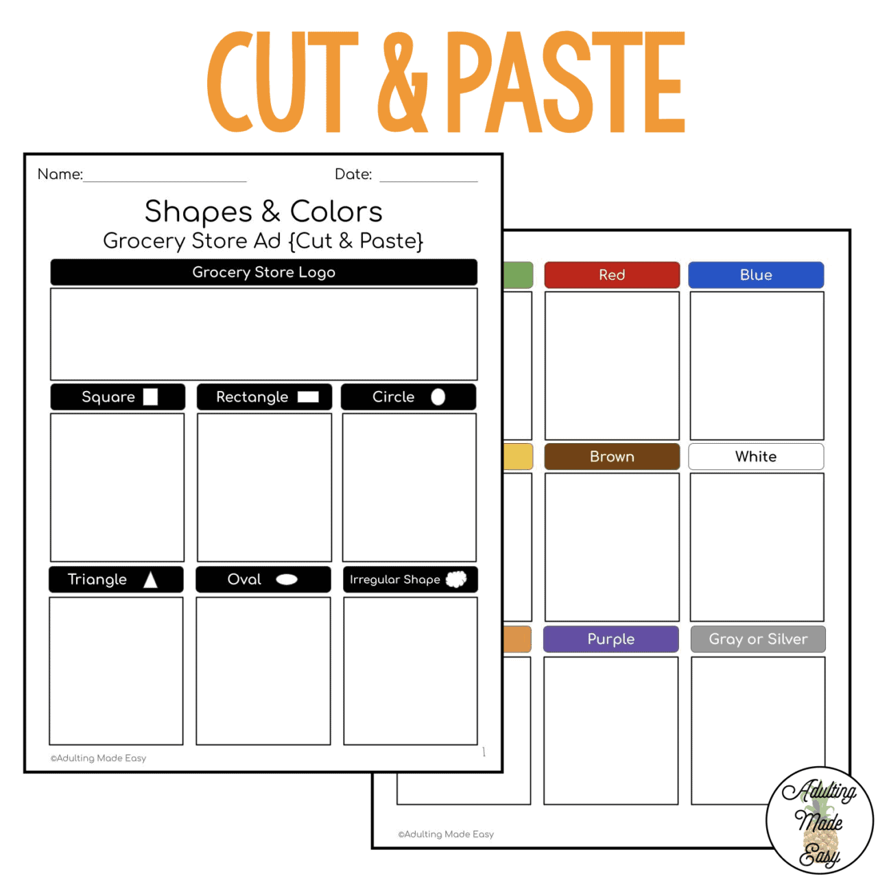 Shapes & Colors - Store Ad {Cut & Paste} Worksheets