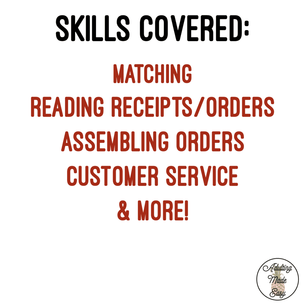 Fast Food Order Interactive Bulletin Board Work Task