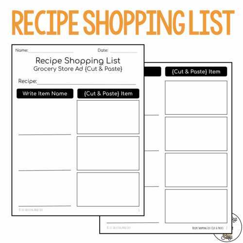 Shopping List & CBI - Store Ad {Cut & Paste} Worksheets