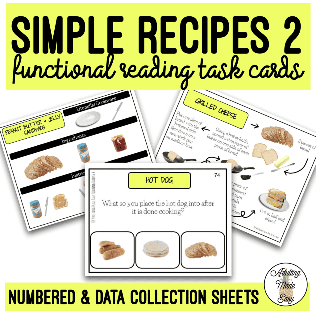 Reading Simple Recipes 2 Task Cards