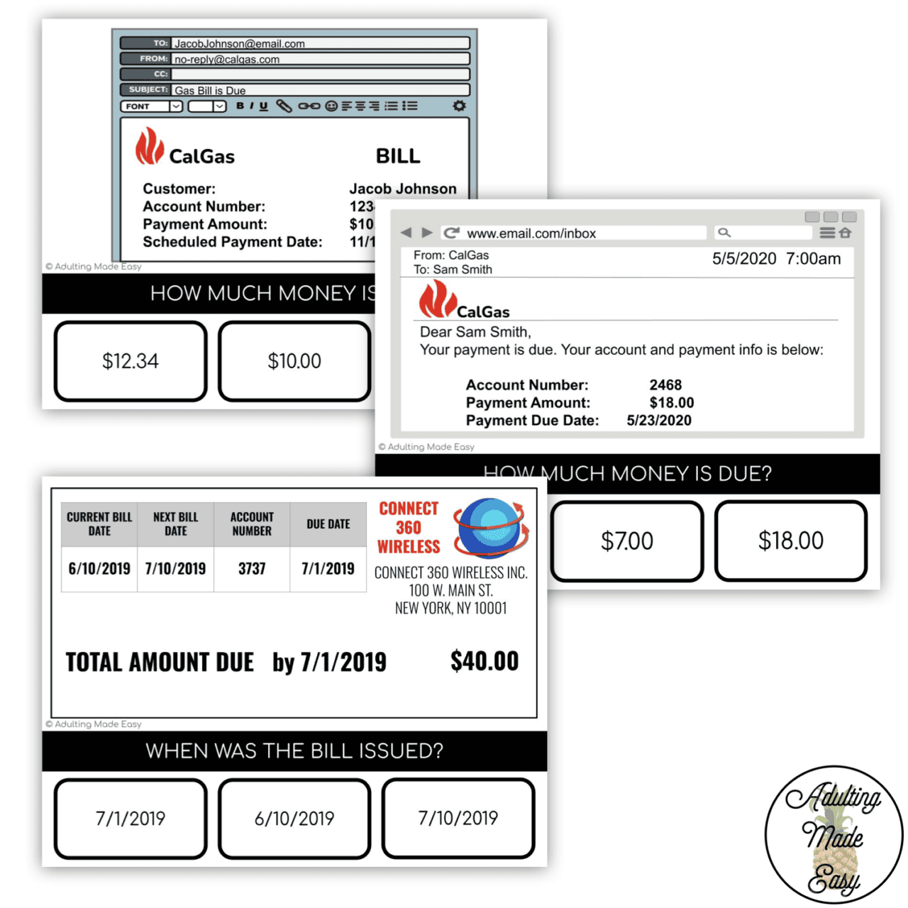 Reading Utility Bills Digital Task Cards